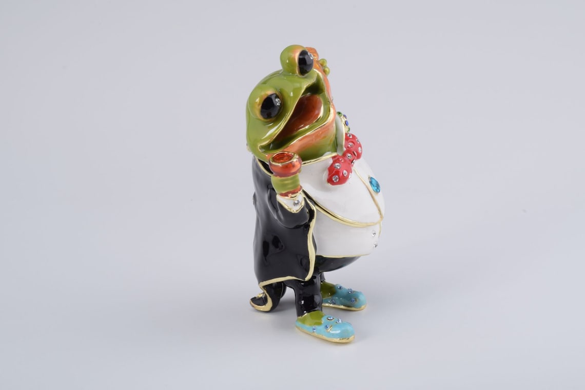 Business Frog Holding a Cigar Faberge Styled Trinket Box - Etsy
