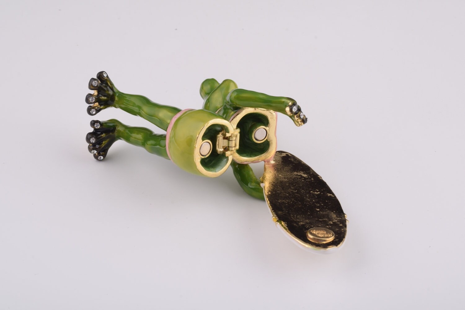 Frog Holding a Surfboard Figurine Faberge Style Trinket Box Handmade ...