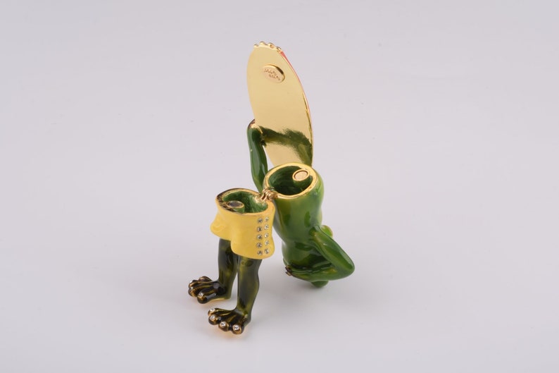 Frog Holding a Surfboard Figurine Faberge Style Trinket Box Handmade ...