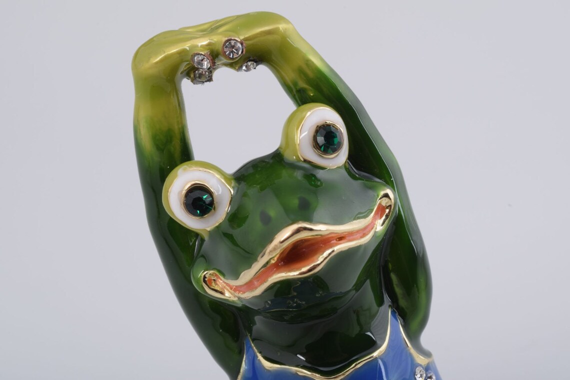 Gymnastic Frog with a Blue Shirt Faberge Styled Trinket Box | Etsy