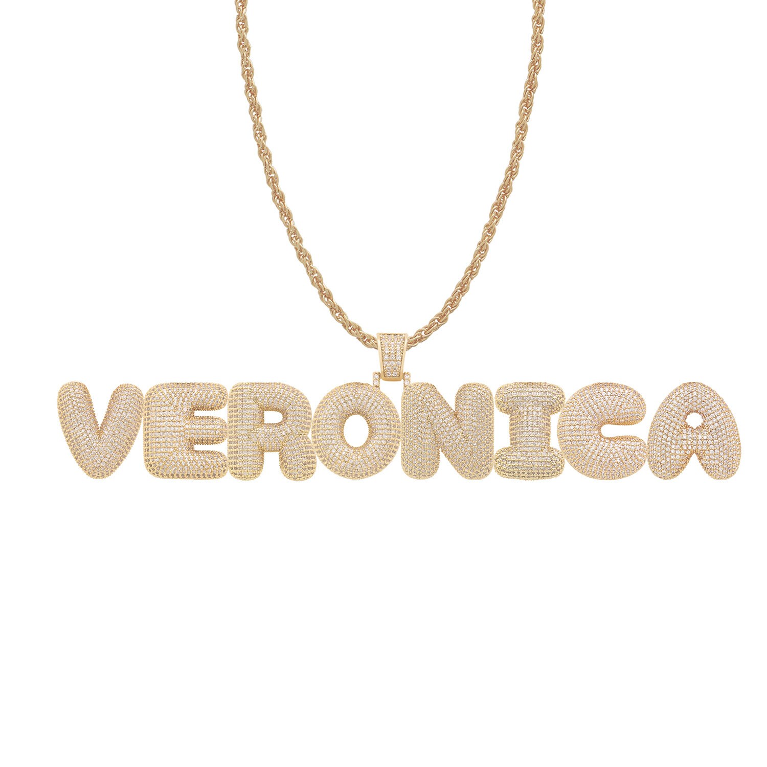 Name Bubble Letter Necklace for Veronica Name Crystal | Etsy