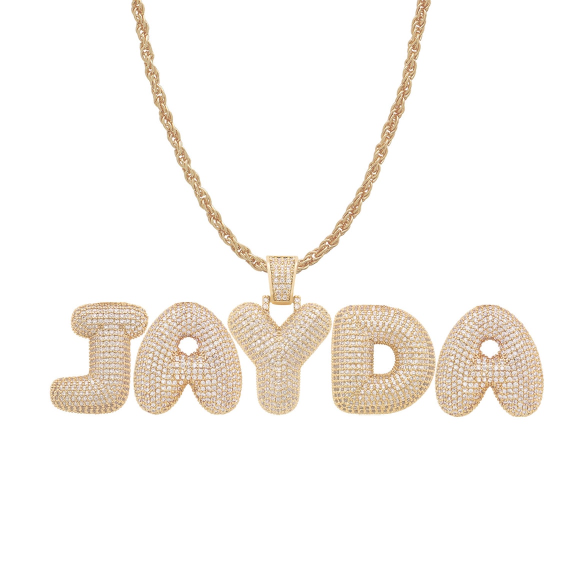 Name Bubble Letter Necklace for Jayda Name Crystal Necklace | Etsy