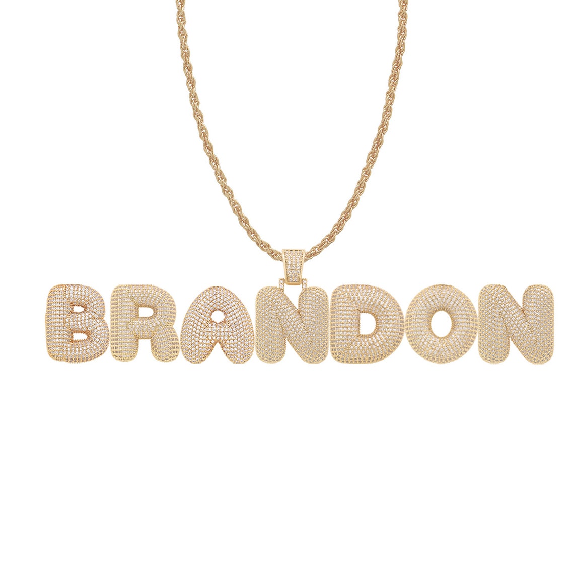 Name Bubble Letter Necklace for Brandon Name Crystal | Etsy