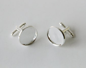 Square Bezel Cufflink Blanks Silver Cuff Links Setting Match - Etsy