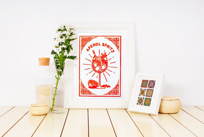 Affiche A4 Aperol Spritz en linogravure Italie retro - Etsy France