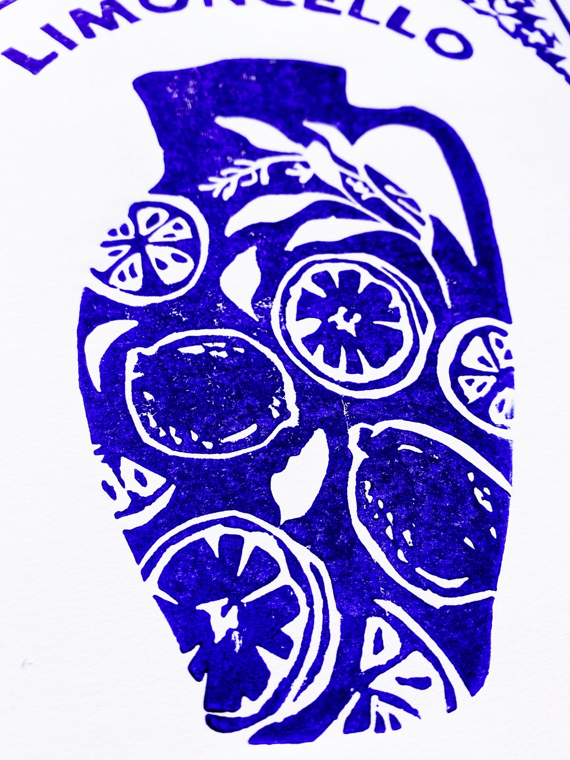 A4 Limoncello Linocut Poster - Lemon Pattern - Italy - Original ...