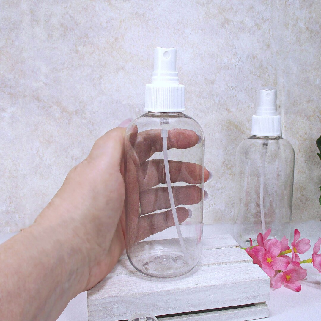 8 Oz Spray Bottles, Set of 2 Clear Boston Round Plastic Bottles With ...