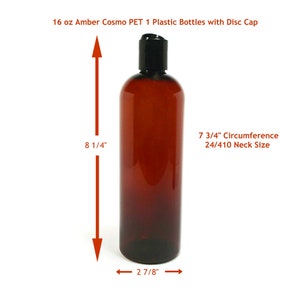 16 Oz Amber Plastic Bottles Set of 2 Bottles Cosmo Round Empty Squeeze ...