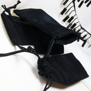 Black Velvet Bags, Set of 5 Drawstring Bags 2 1/2 X 5 Inch for a ...