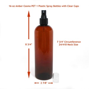 16 Oz Amber Plastic Bottle Single Bottle Empty Bottles With Choice of ...