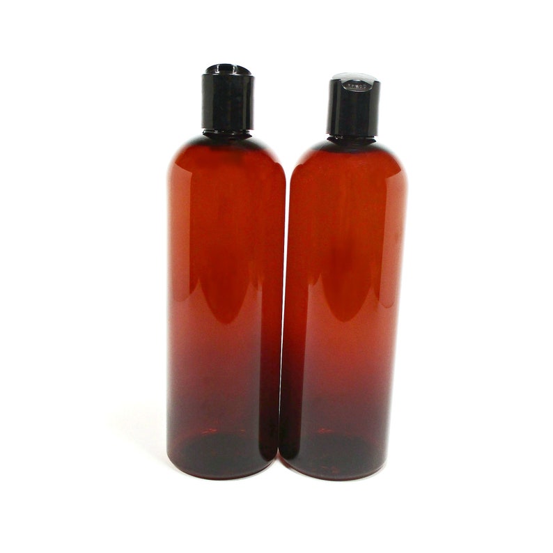 16 Oz Amber Plastic Bottles Set of 2 Bottles Cosmo Round - Etsy