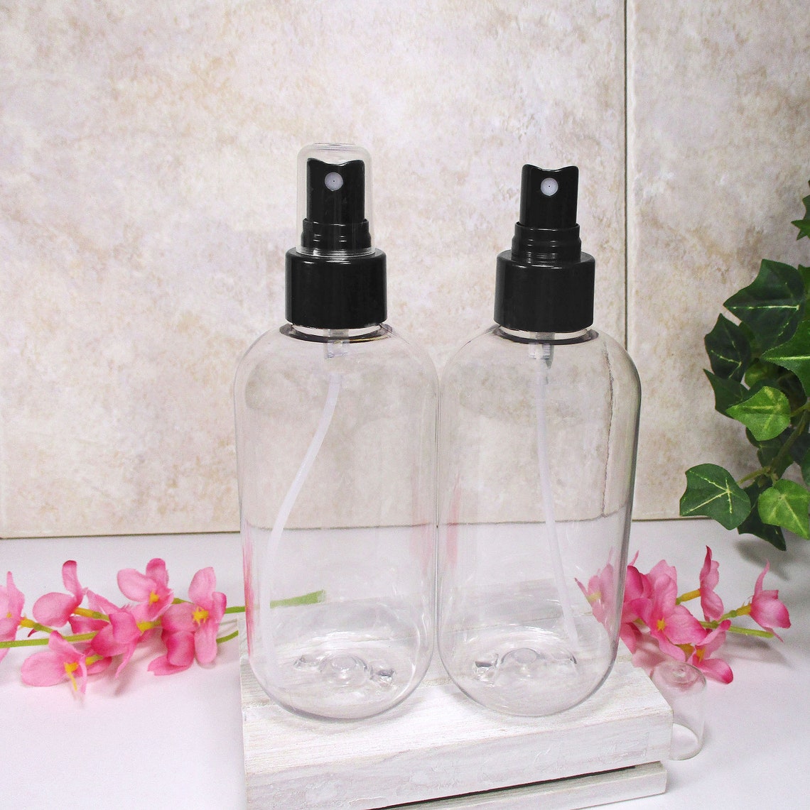 8 oz spray bottle set of 2 clear plastic bottles Boston | Etsy