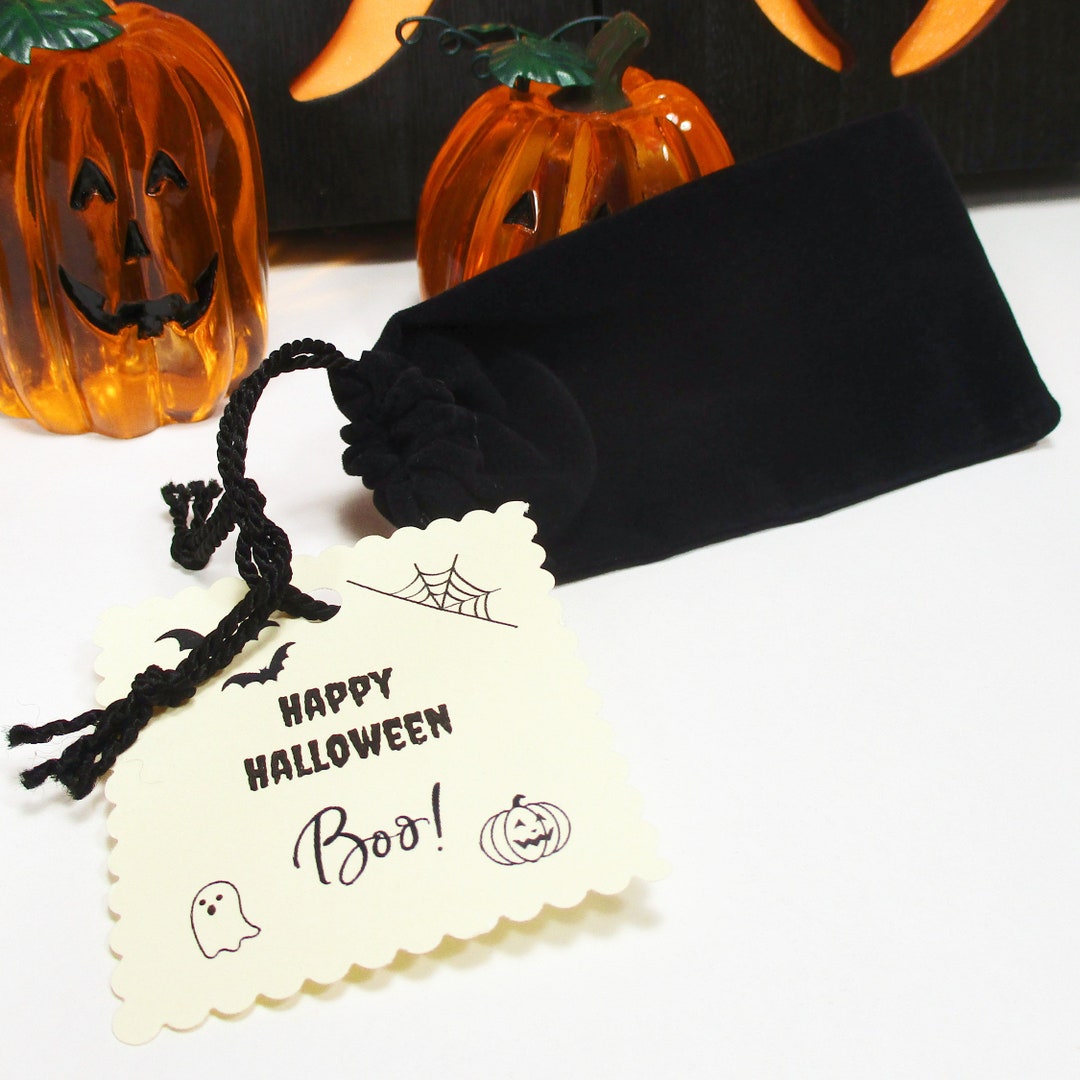 Halloween Treat Bags Set of 10 Black Velvet Drawstring Tote Bags With ...