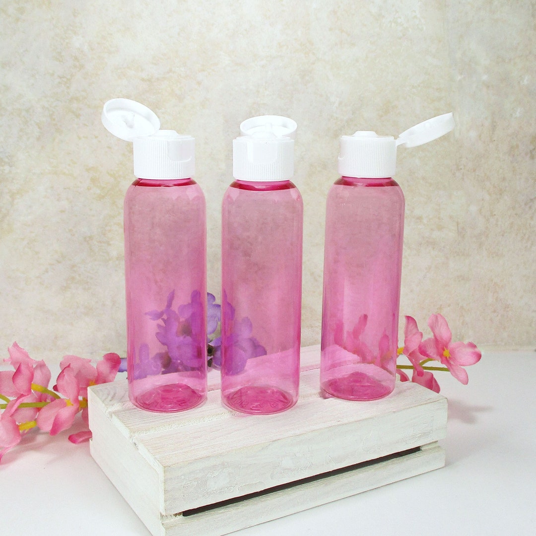 2 Oz Squeeze Bottles, Set of 3 Pink Plastic Bottles, Travel Bottles ...