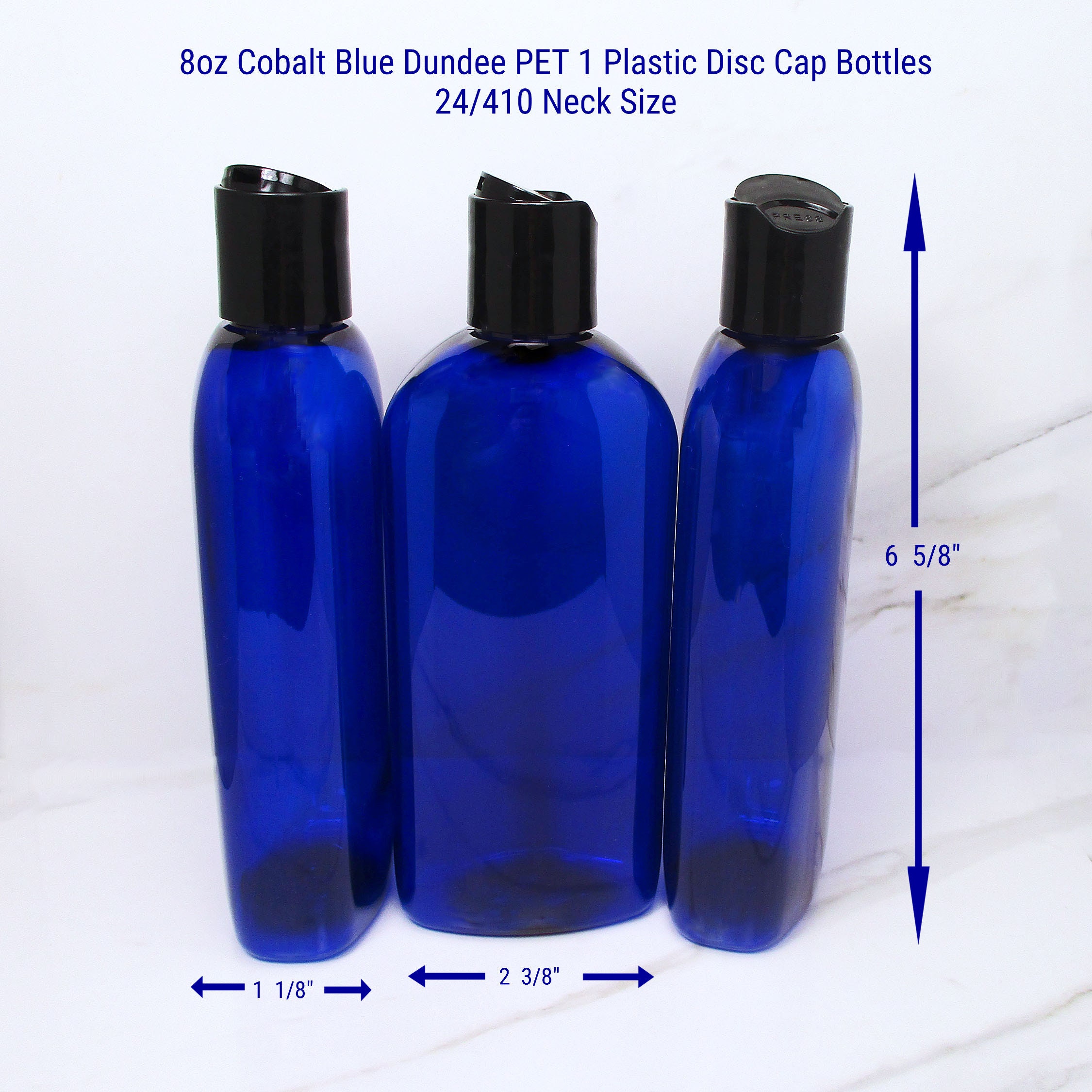 8 Oz Plastic Bottles, Set of 5 Dundee Bottles Blue Empty Squeeze ...