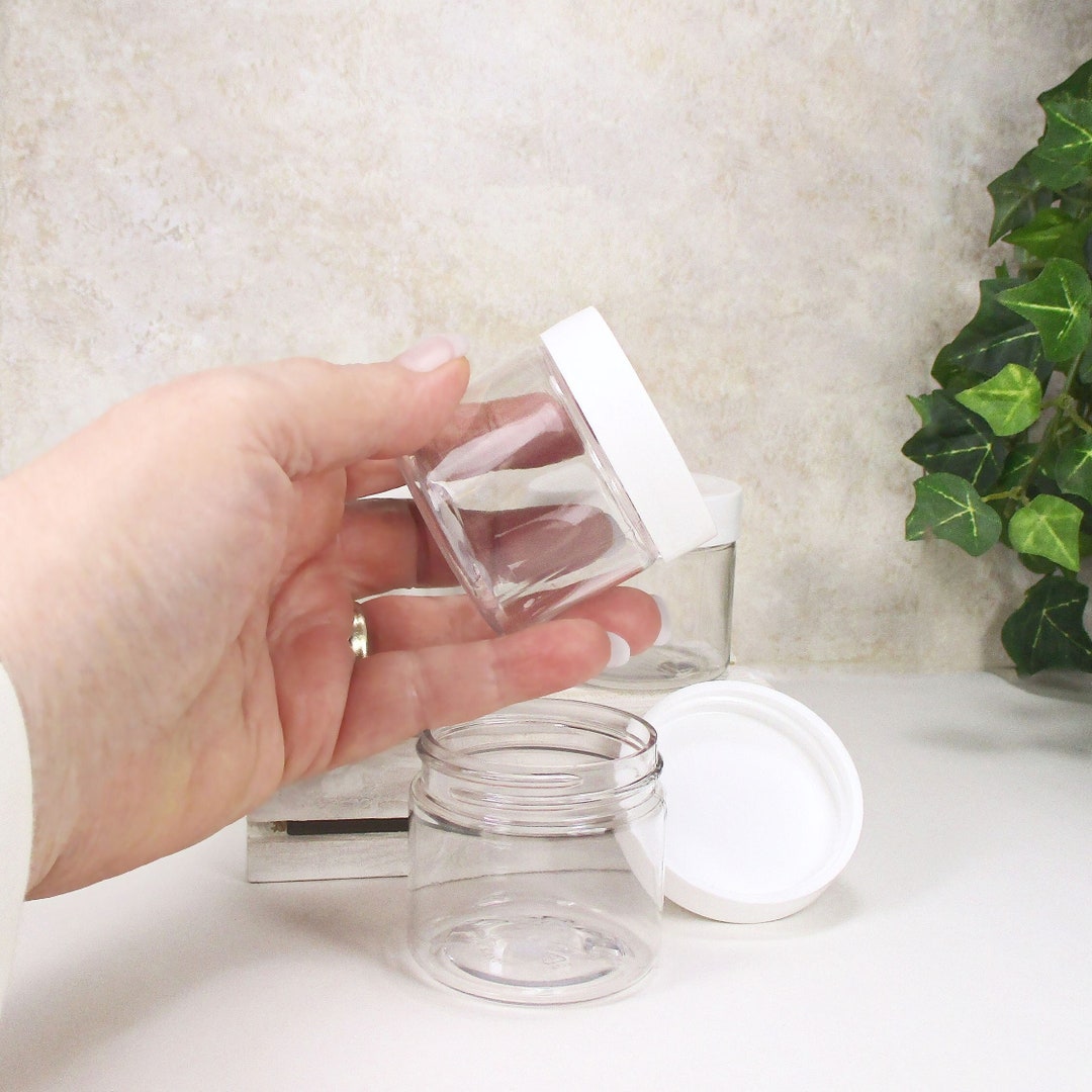 2 Oz Clear Plastic Jars With Lids, Set of 4 Plastic Containers for ...
