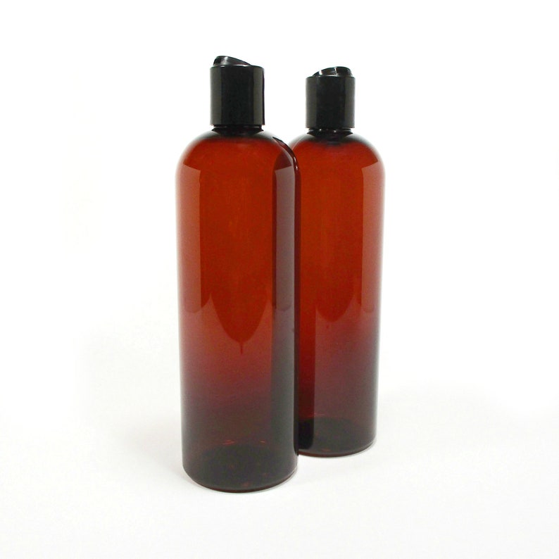 16 Oz Amber Plastic Bottles Set of 2 Bottles Cosmo Round - Etsy