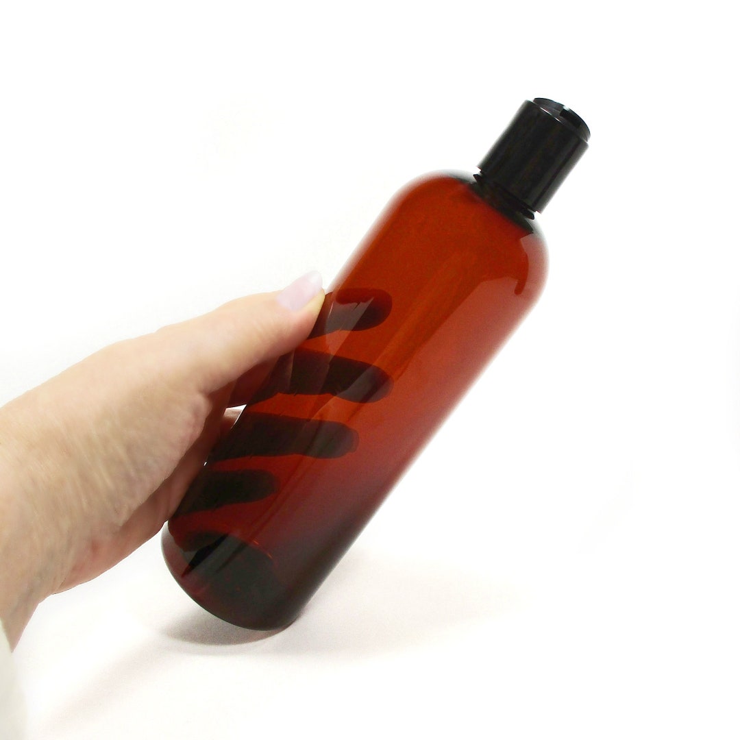 16 Oz Amber Plastic Bottles Set of 2 Bottles Cosmo Round Empty Squeeze ...