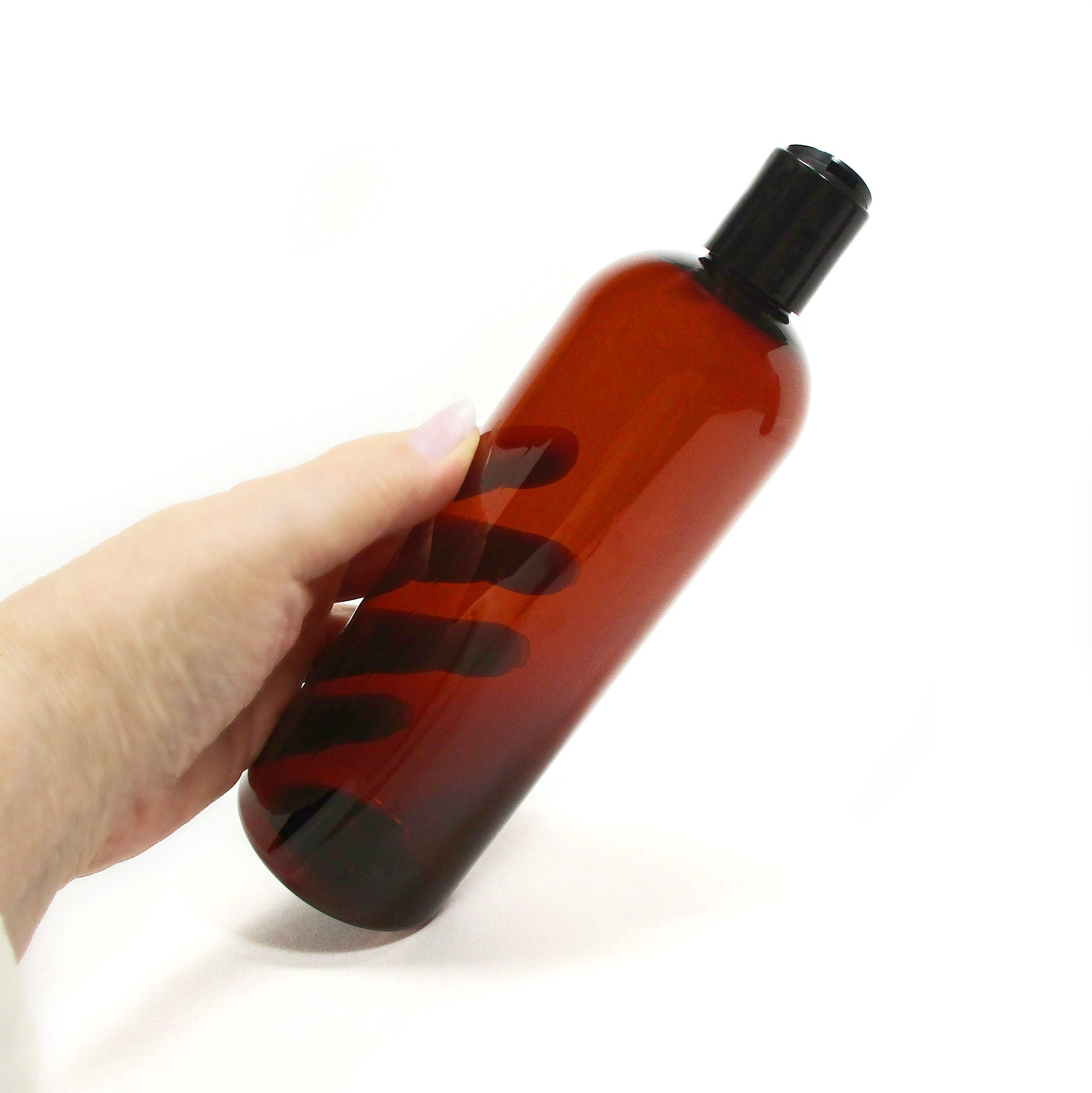16 oz amber plastic bottles set of 2 bottles Cosmo round | Etsy