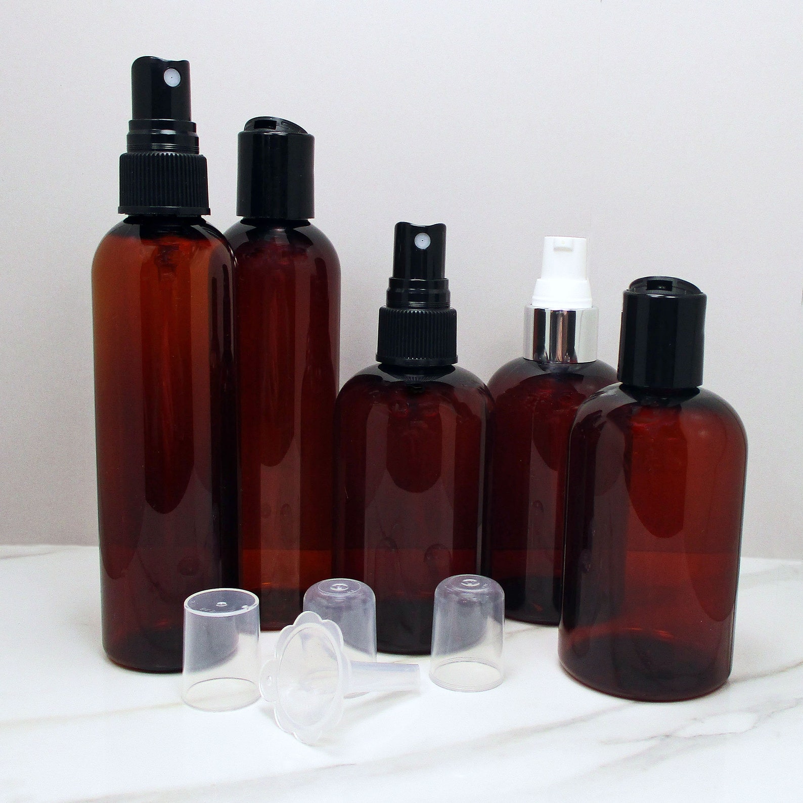 4 Oz Spray Bottles Set of 3 Amber Plastic Bottles Cosmo - Etsy