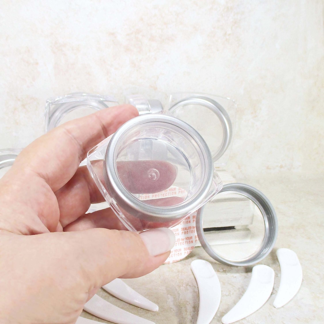 Clear Cosmetic Jars, Set of 6 Small Jars With Lids 6 Paddles and 6 Foam ...