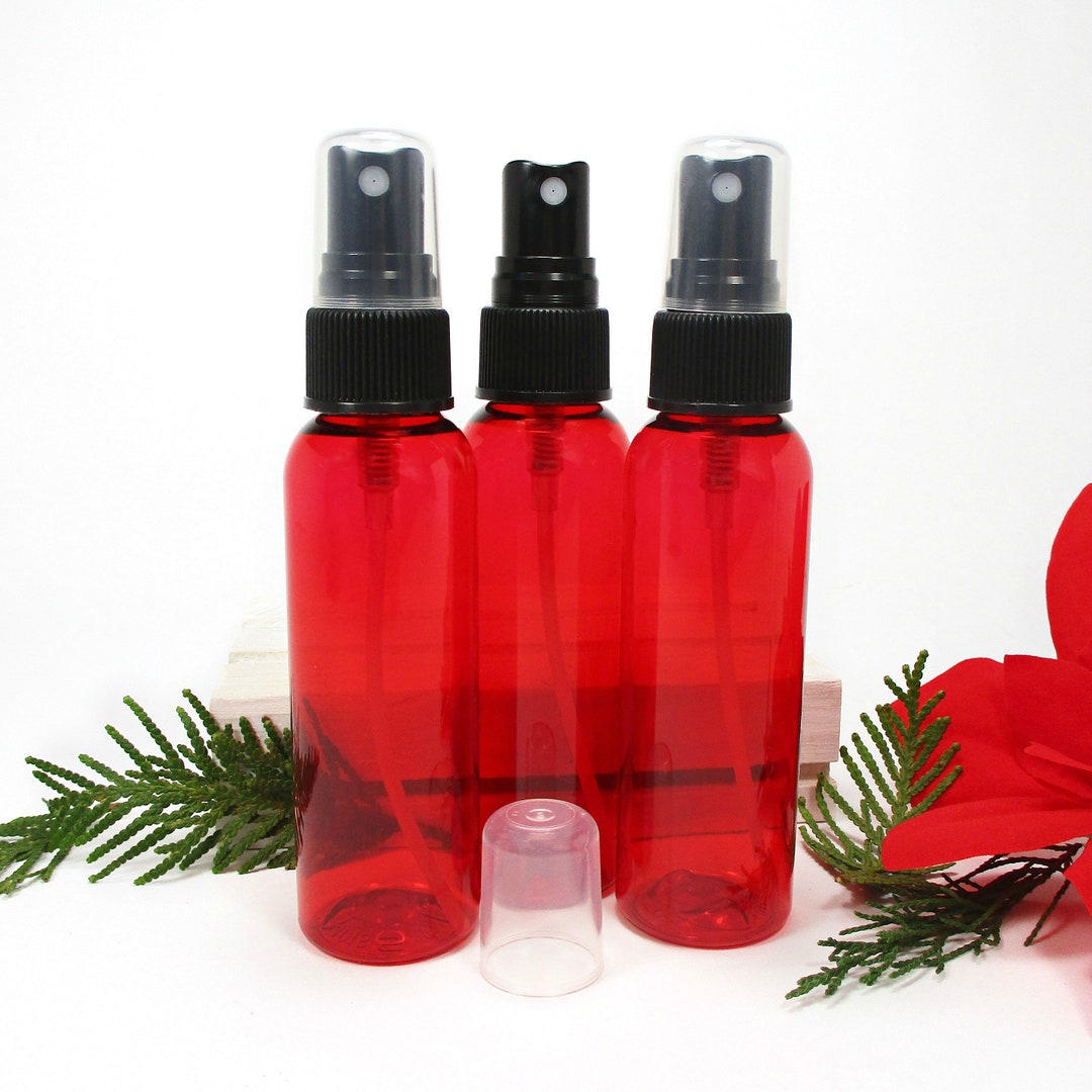 2 oz spray bottles, set of 3 red plastic bottles, empty bathroom spray ...