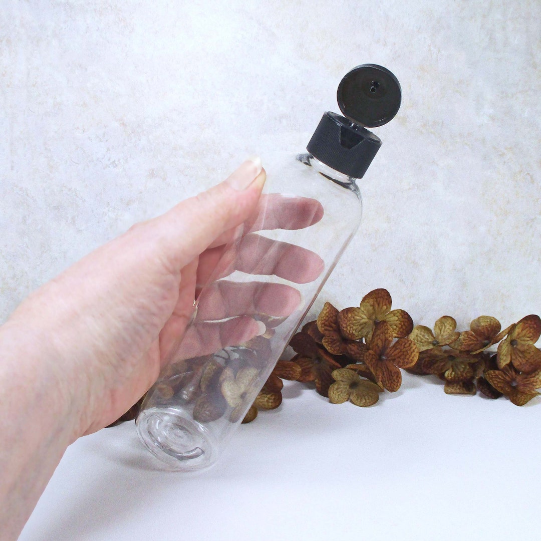8 Oz Squeeze Bottle, Set of 2 Clear Plastic Bottles, Black OR White ...