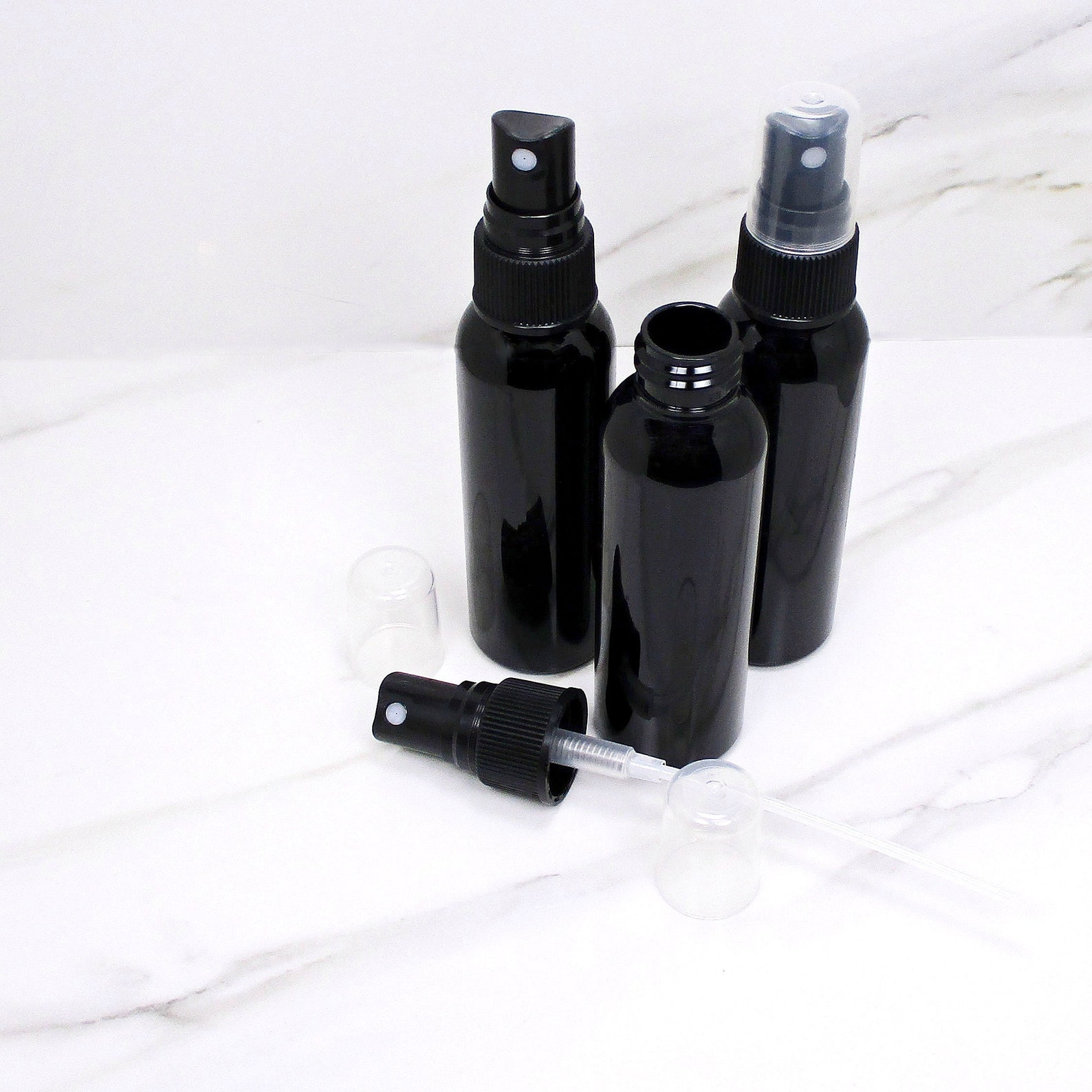 2 Oz Black Spray Bottle Set of 3 Empty Plastic Bottles With - Etsy