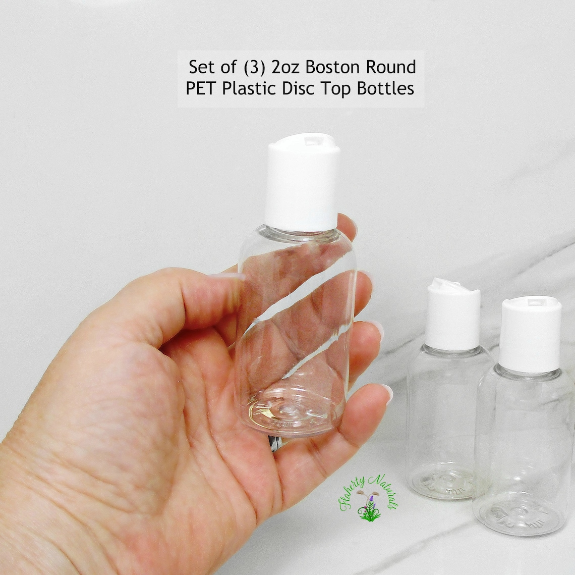 2 Oz Plastic Bottles, Set of 3 Clear Boston Round Empty Squeeze Bottles ...