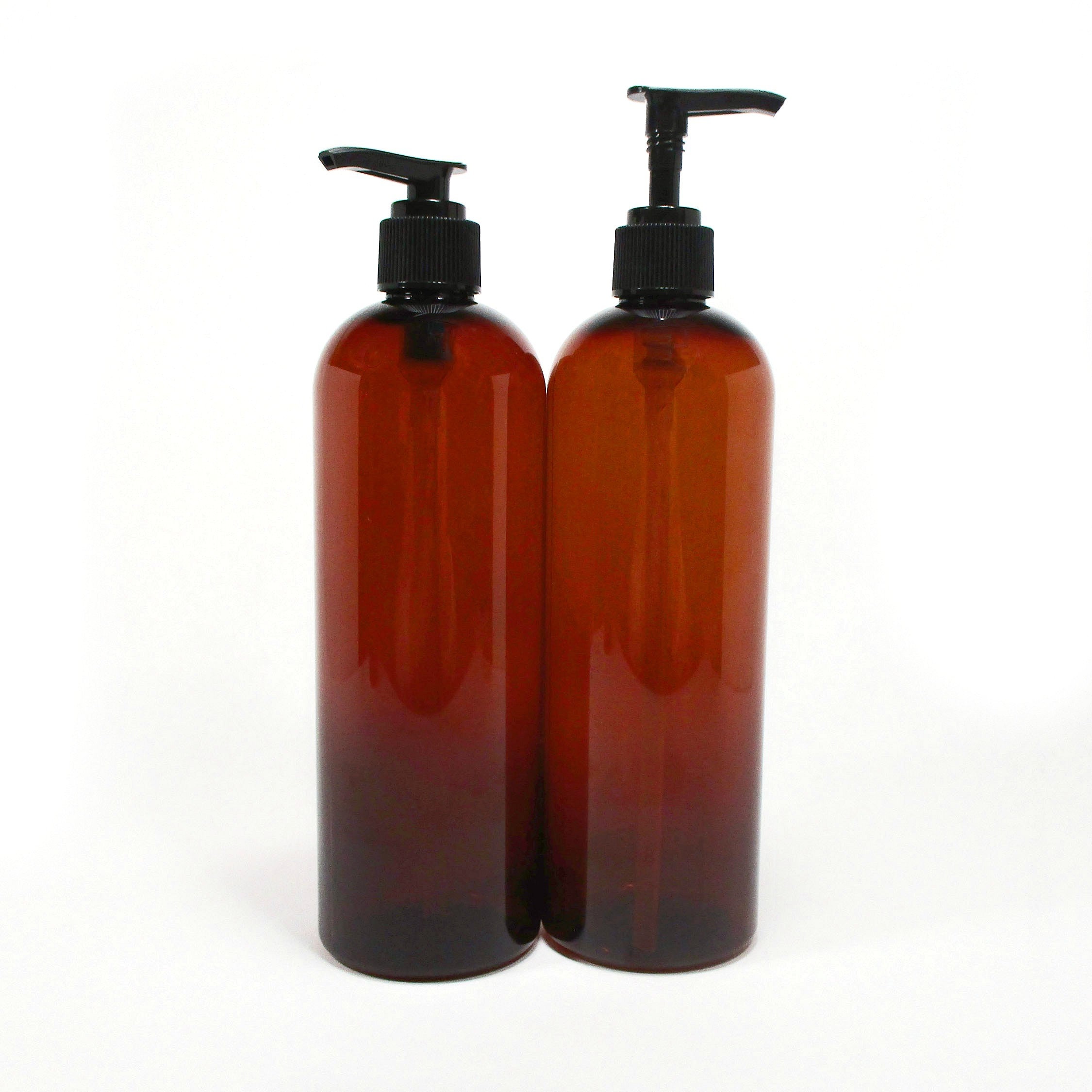 16 oz plastic pump bottles set of 2 Amber plastic bottles | Etsy