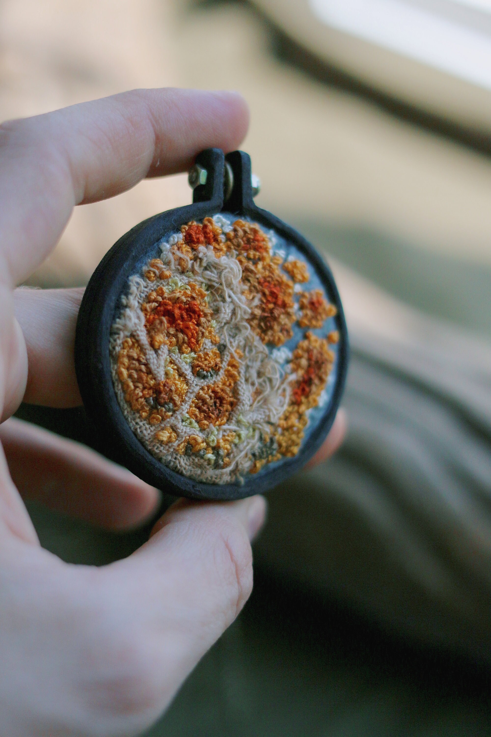 Moss Lichen Xanthoria Fungus Forest Embroidery OOAK Natural Jewelry ...