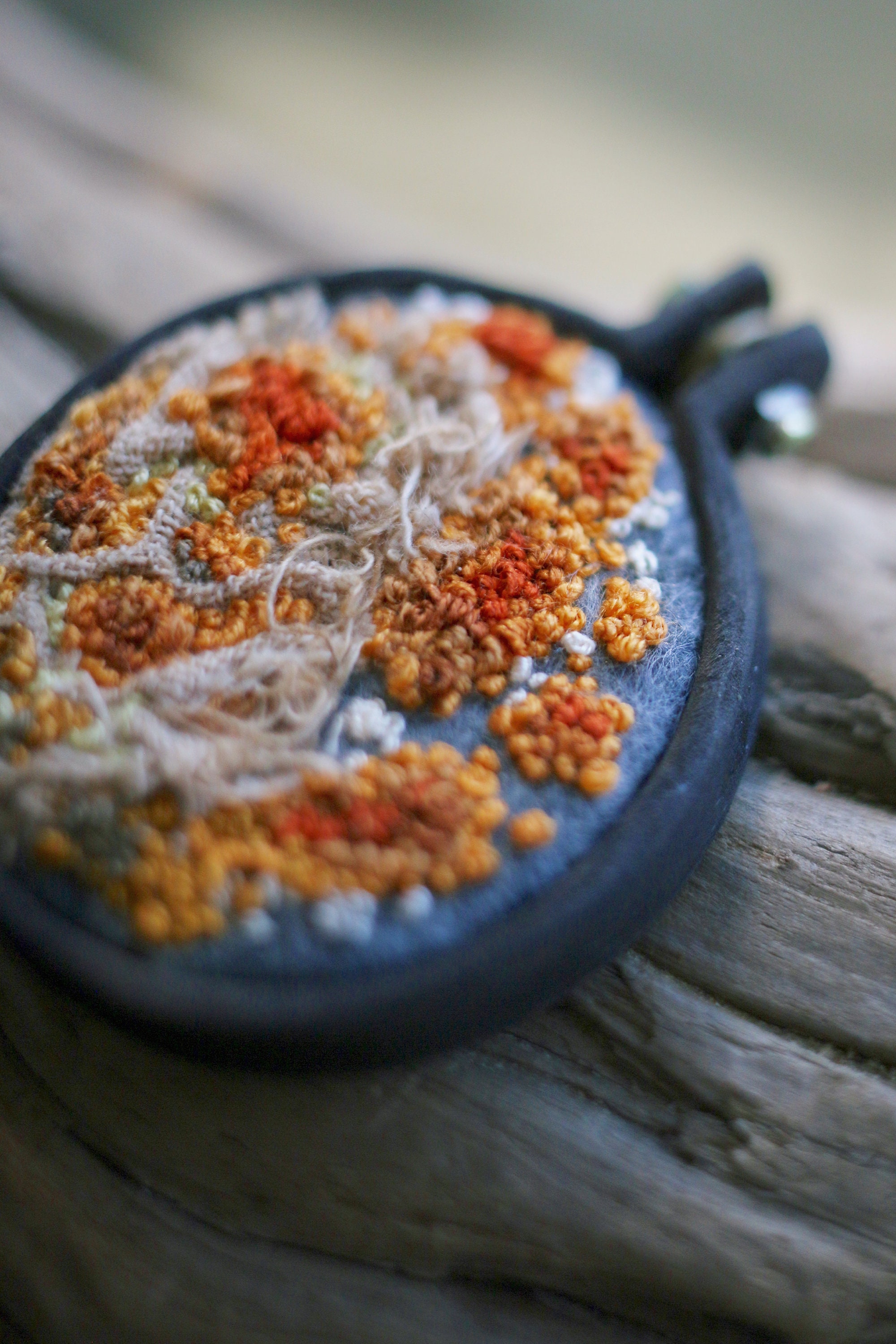 Moss Lichen Xanthoria Fungus Forest Embroidery OOAK Natural Jewelry ...