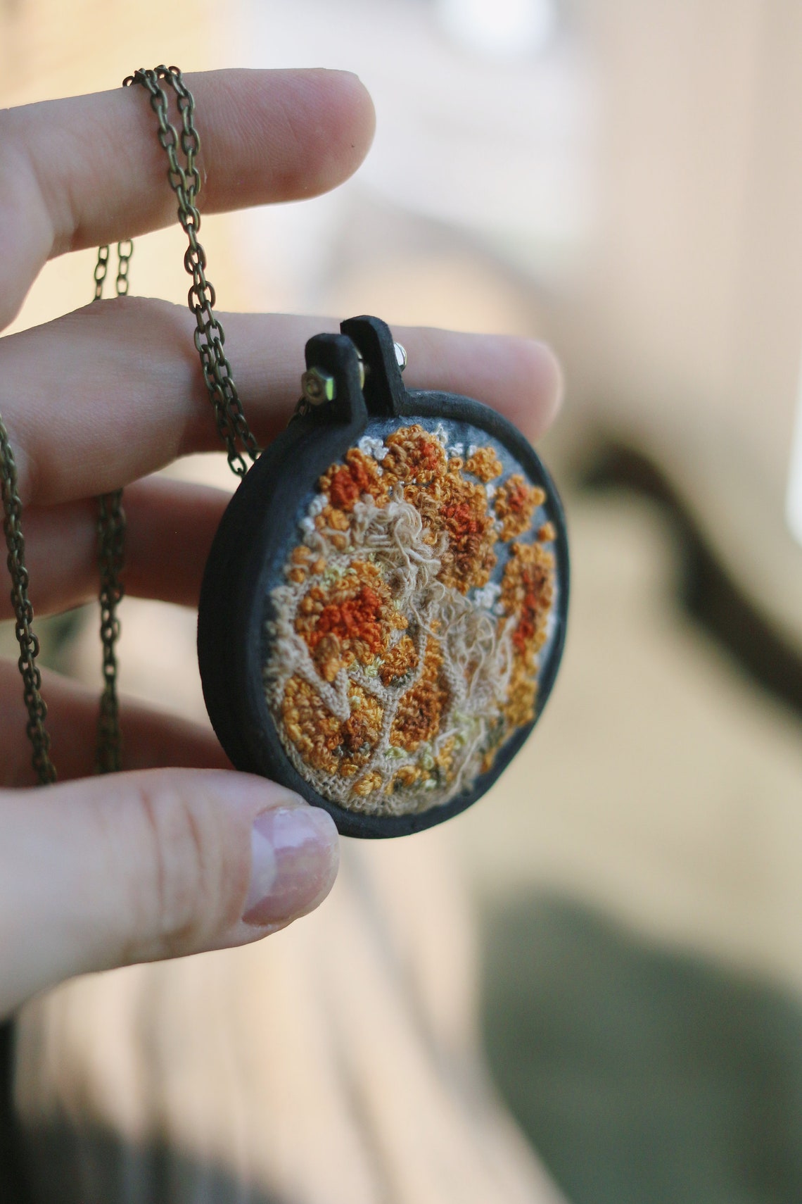 Moss Lichen Xanthoria Fungus Forest Embroidery OOAK Natural Jewelry ...