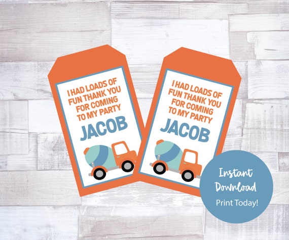 Construction Birthday Party Thank You Cards Digital Download Etsy