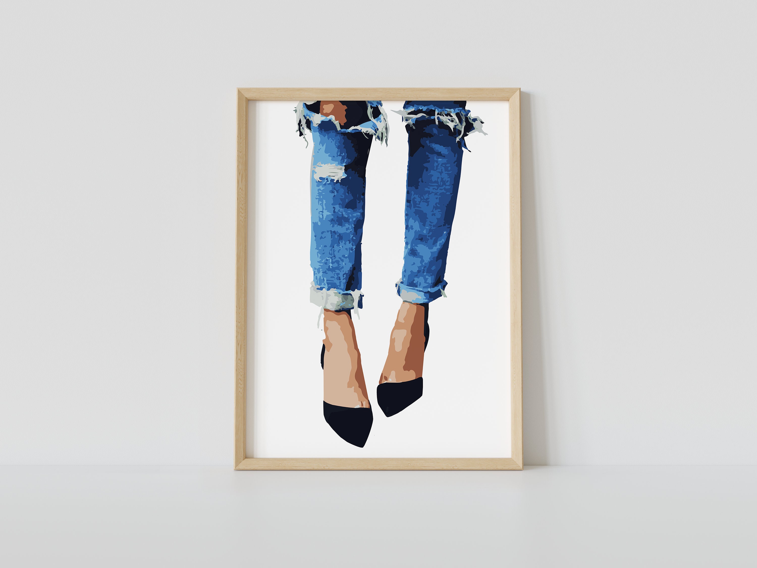 Ripped Jeans and Heels Wall Art, Fashion Print, Digital Poster, Preppy ...