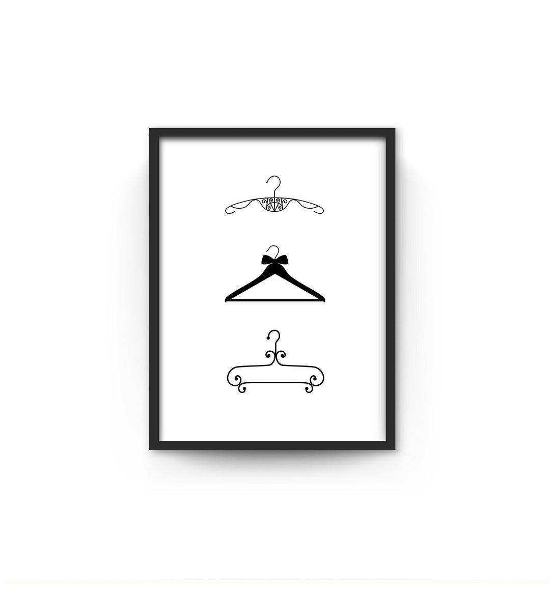 Black and White Clothing Hanger, Fashion Art Poster, Modern ...