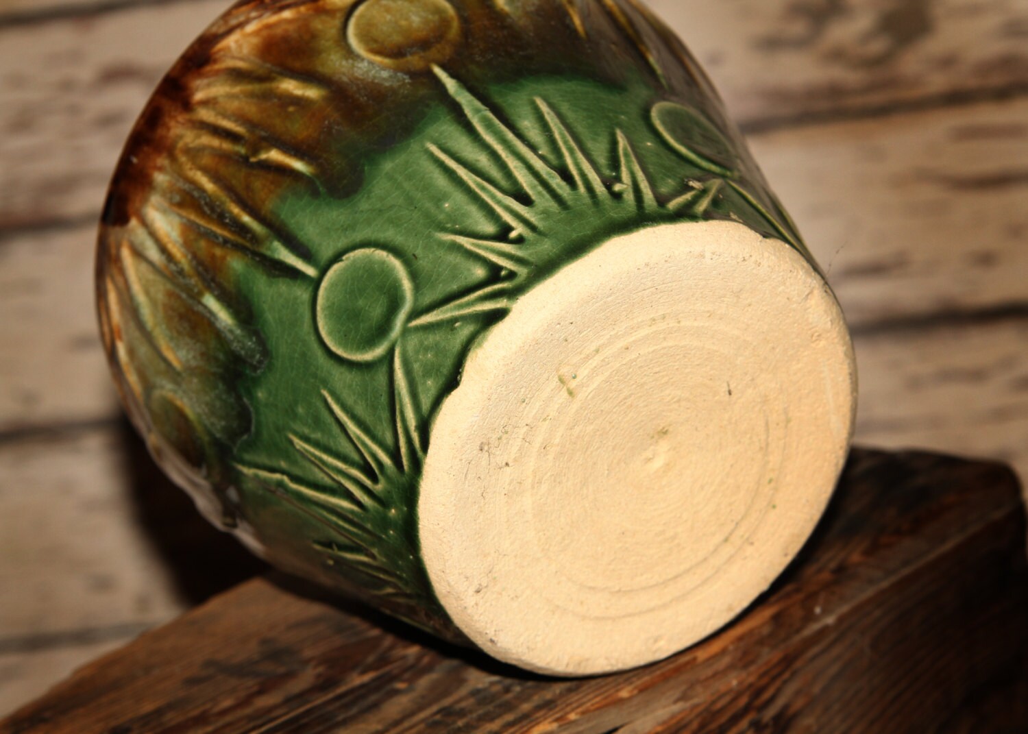 Small McCoy Pottery planter or jardiniere Sunburst Pattern | Etsy