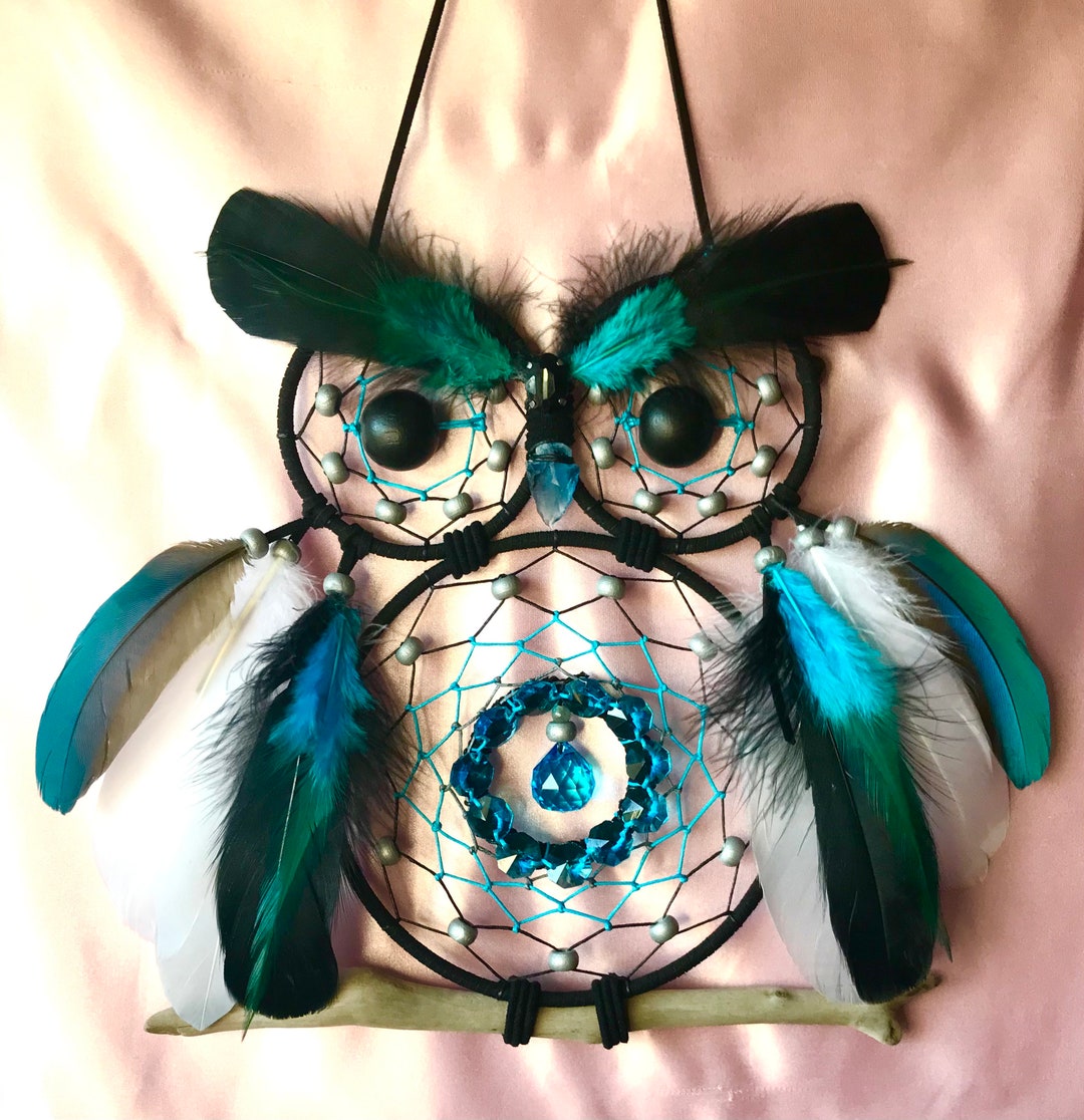 Black, Gray and Teal Owl - Etsy
