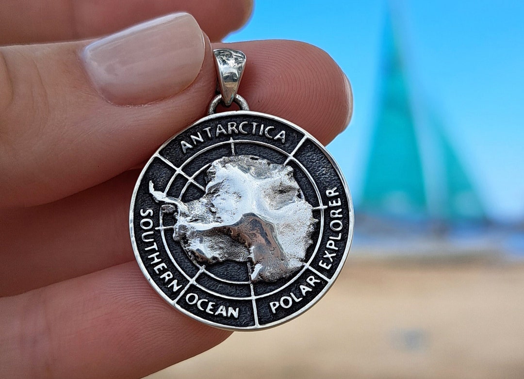 Antarctica Pendant POLAR EXPLORER, Silver Antarctica Necklace With ...