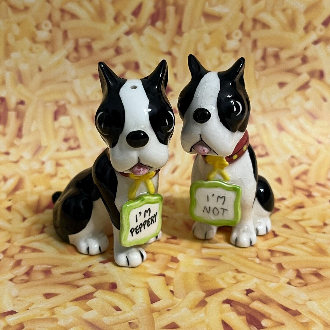 Boston Terrier Anthropomorphic Salt and Pepper Shakers Im Peppery ...