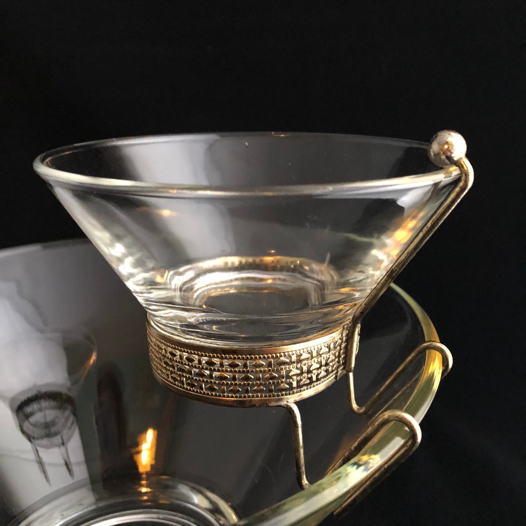 Anchor Hocking Chip and Dip Bracket Gold Chip Bracket MCM Mid Century ...