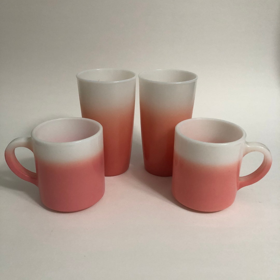 Hazel Atlas Pink Ombré Mugs Tumblers Mid Century Pink Kitchen - Etsy