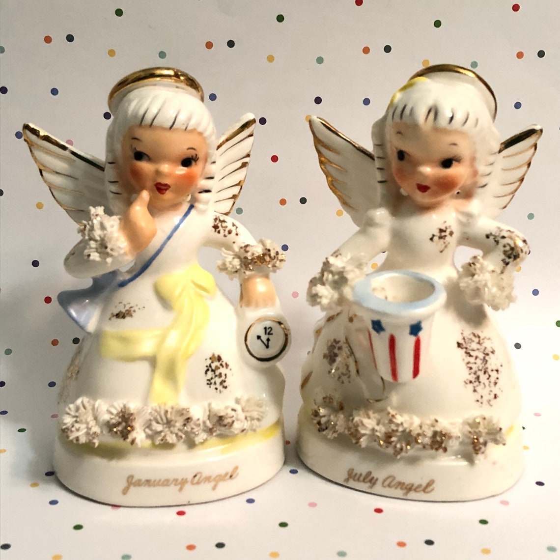 Napco Spaghetti Angel January July Angel of the Month Calendar - Etsy