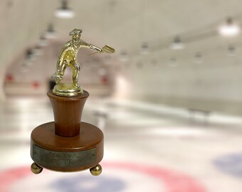 Curling Trophy Mid-century Marble Base Green - Etsy