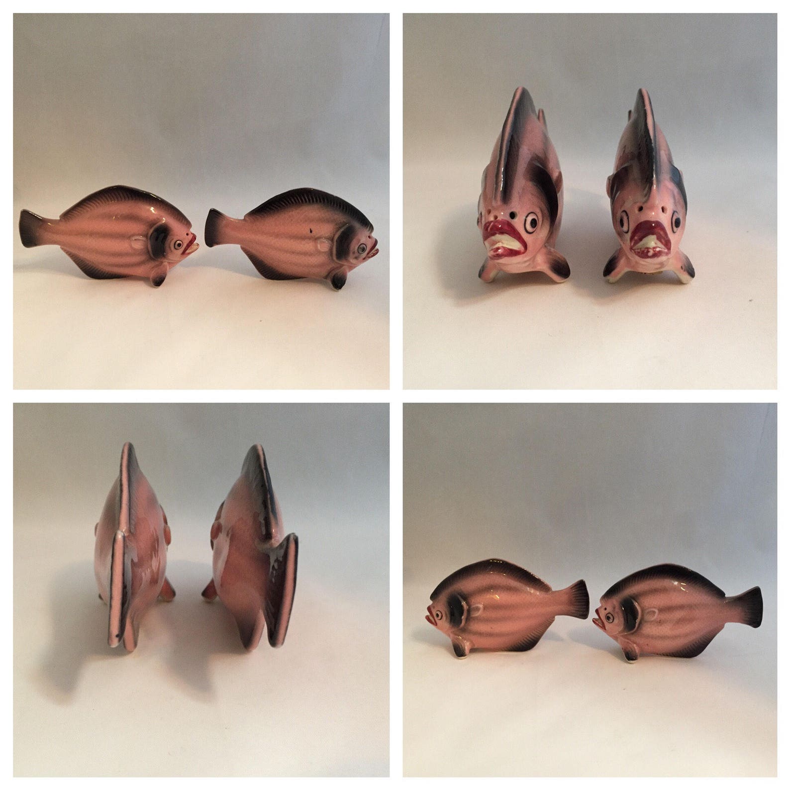 Pink Fish Anthropomorphic Fish Salt and Pepper Shakers Made in - Etsy