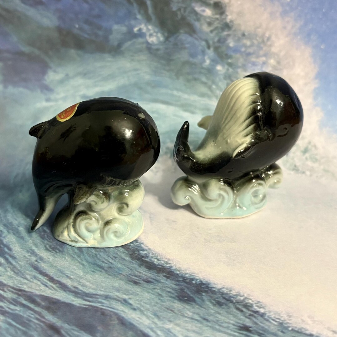 Whale Salt and Pepper Shakers Bone China Made in Japan - Etsy
