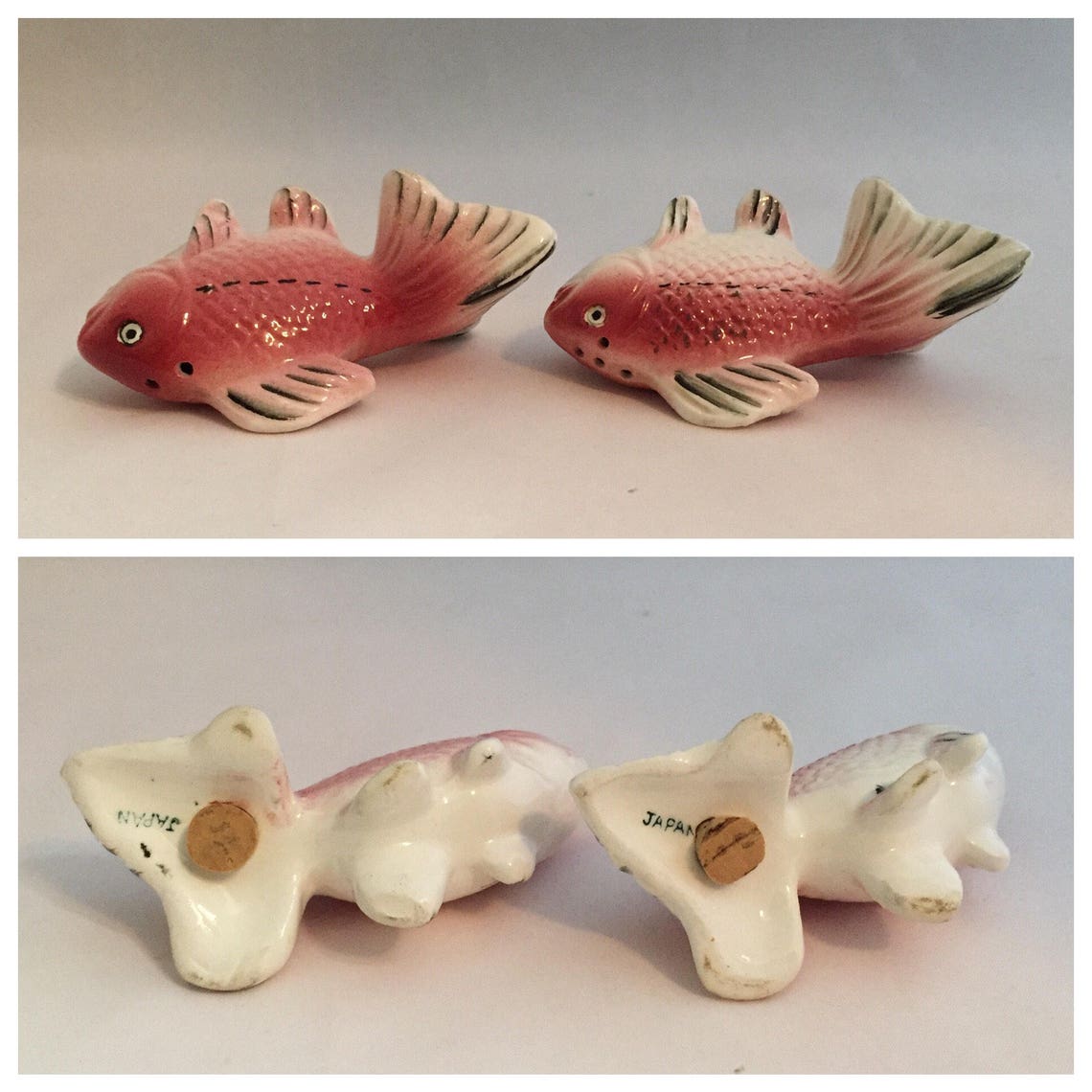 Pink Fish Anthropomorphic Fish Salt and Pepper Shakers Made in - Etsy