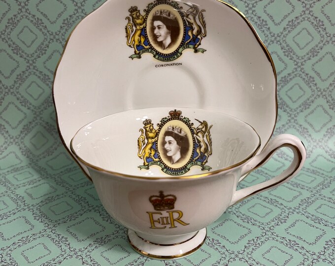 Queen Elizabeth II Coronation Cup and Saucer Royal Albert Bone China ...