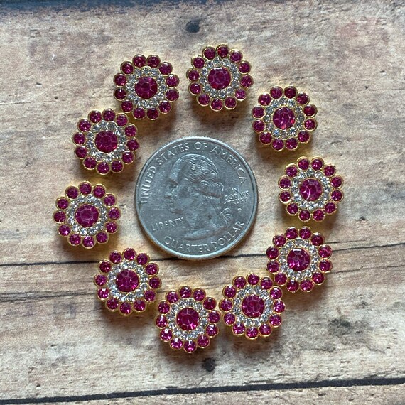 10 Pink Tourmaline Rhinestone Clusters | Etsy