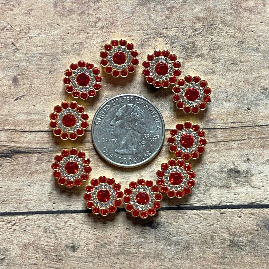 10 Ruby Rhinestone Clusters - Etsy